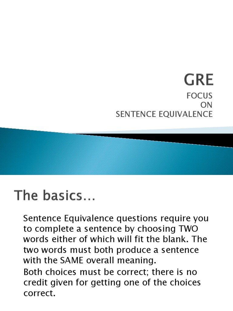 GRE Sentence Equivalence | PDF | Question | Sentence (Linguistics)