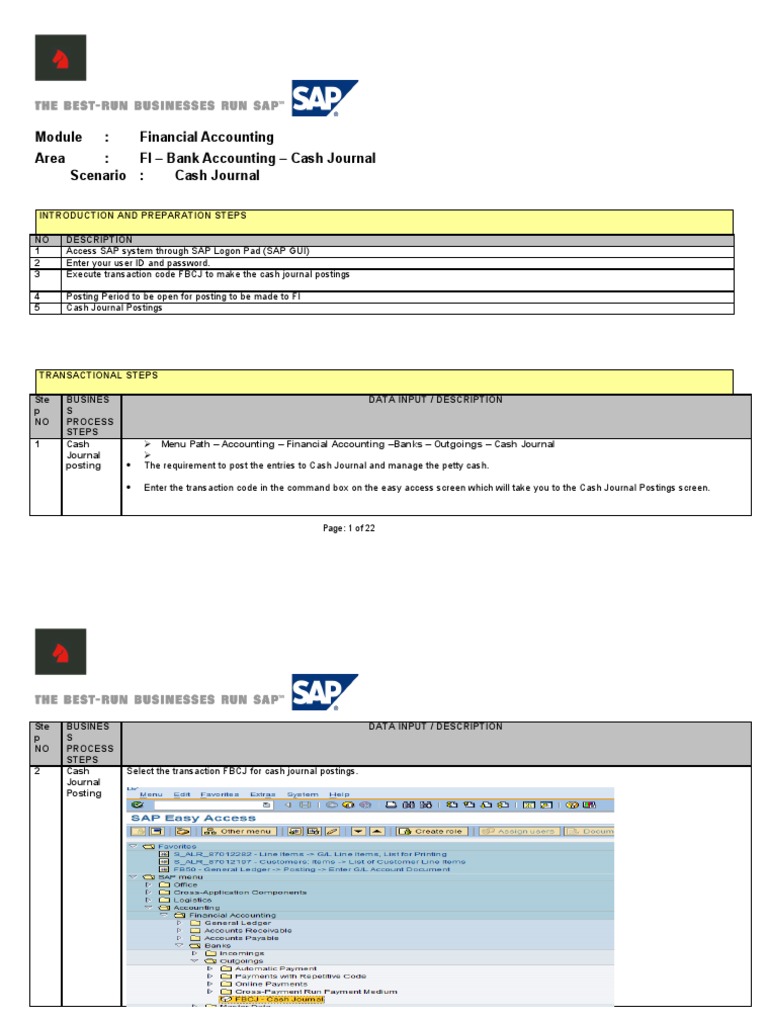 SAP FBCJ Transaction Guide: Post Journal Postings | PDF | System ...
