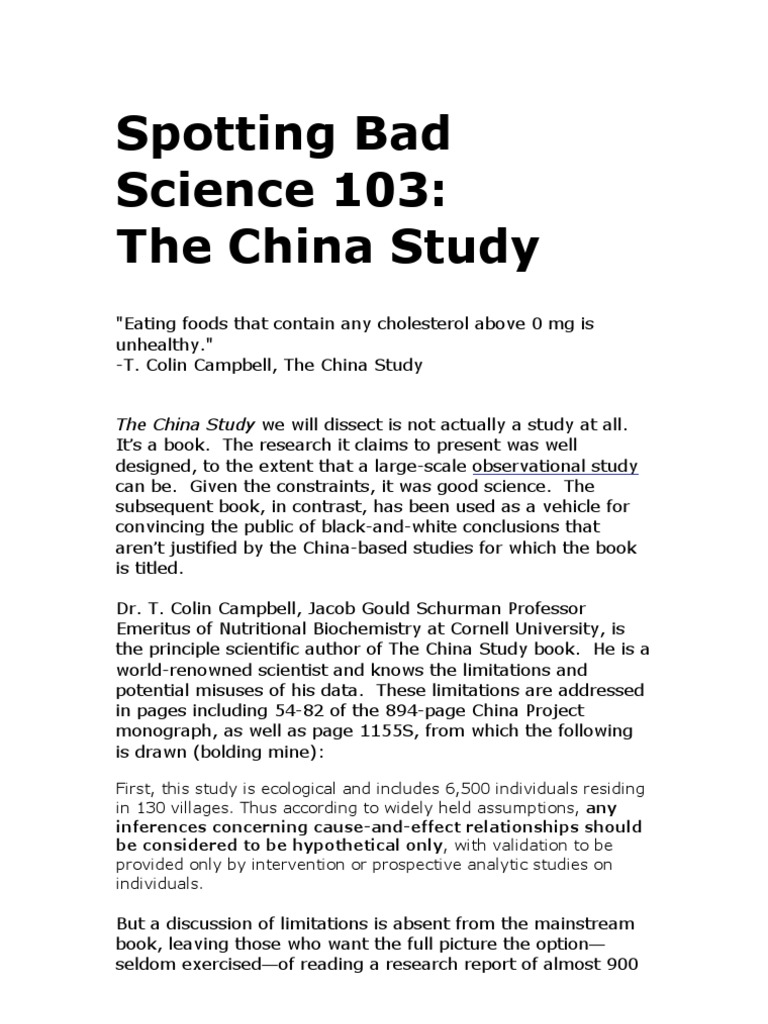 Spotting Bad Science 103 The China Study | PDF
