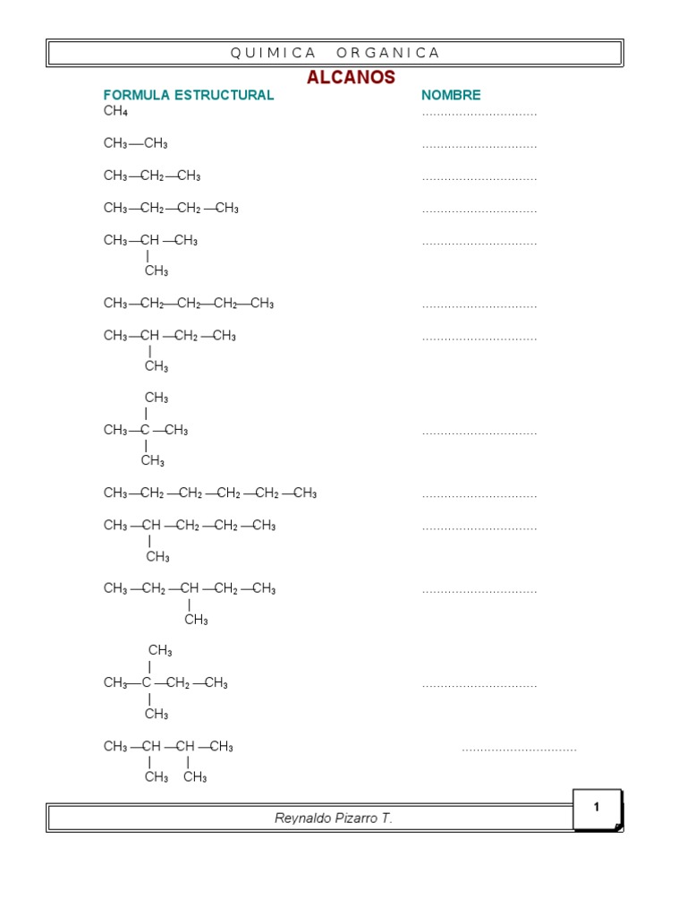 Ejercicios Alcanos | PDF | Química | Sustancias químicas