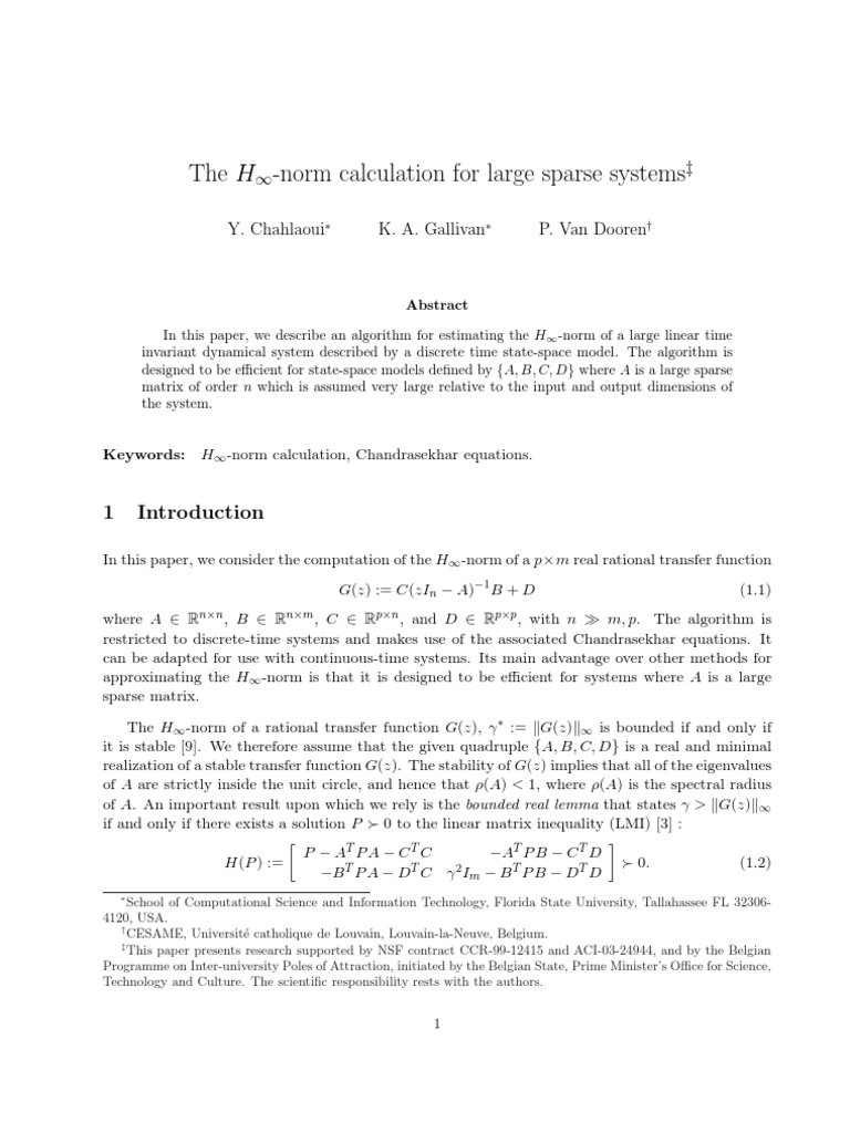 H-Infinity Norm For Sparse Vectors | PDF | Eigenvalues And Eigenvectors ...