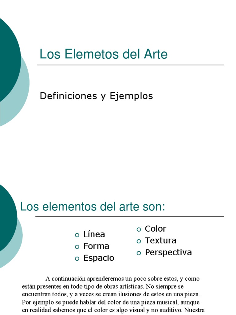 Elementos del Arte: Definiciones y Ejemplos | PDF | Perspectiva ...