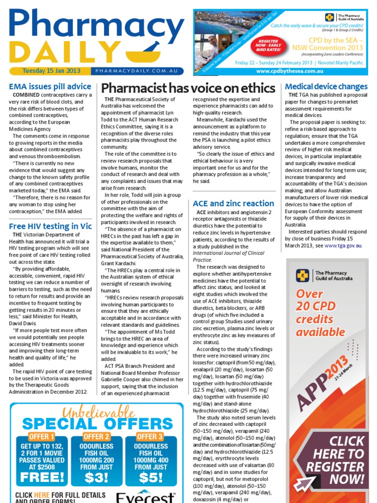Pharmacy Daily For Tue 15 Jan 2013 - Pharmacist Ethics, Medical Device ...