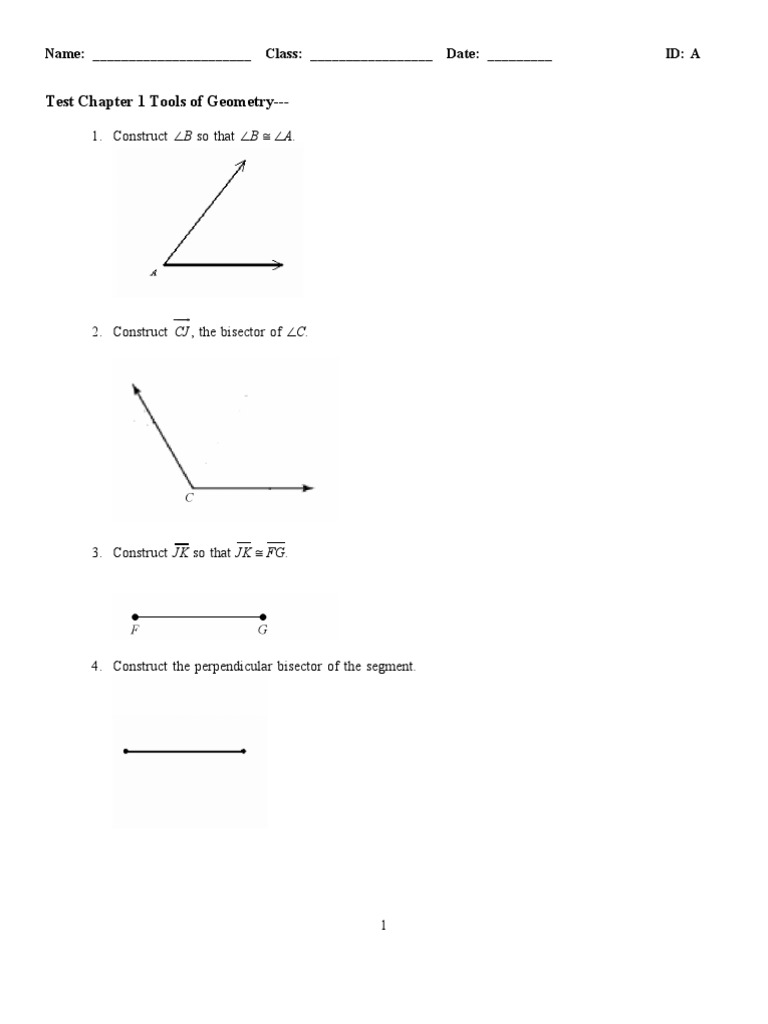 Geometry Chapter 1 Test Modified | PDF