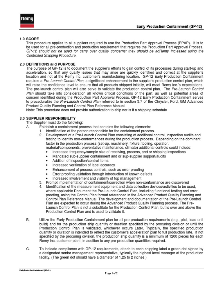 Early Production Containment | PDF | Verification And Validation | Audit