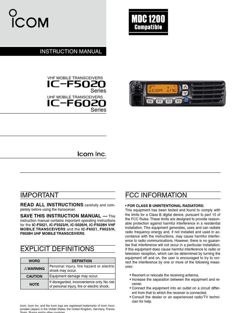Icom IC F5021 F6021 Manual | PDF | Radio | Fuse (Electrical)