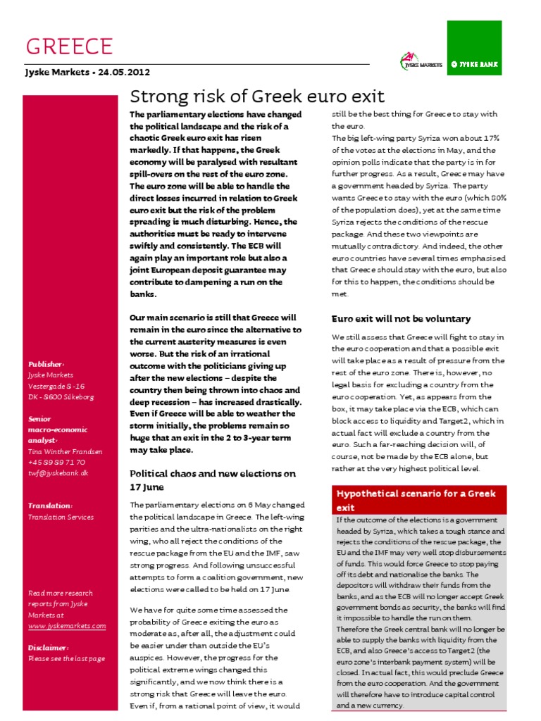 Isk of Org RSK Euro Exit | PDF | European Central Bank | Euro