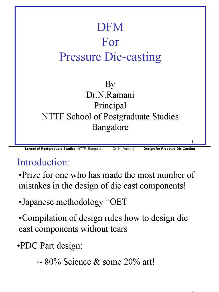 DFM Die Casting NTTF | PDF | Engineering Tolerance | Casting (Metalworking)