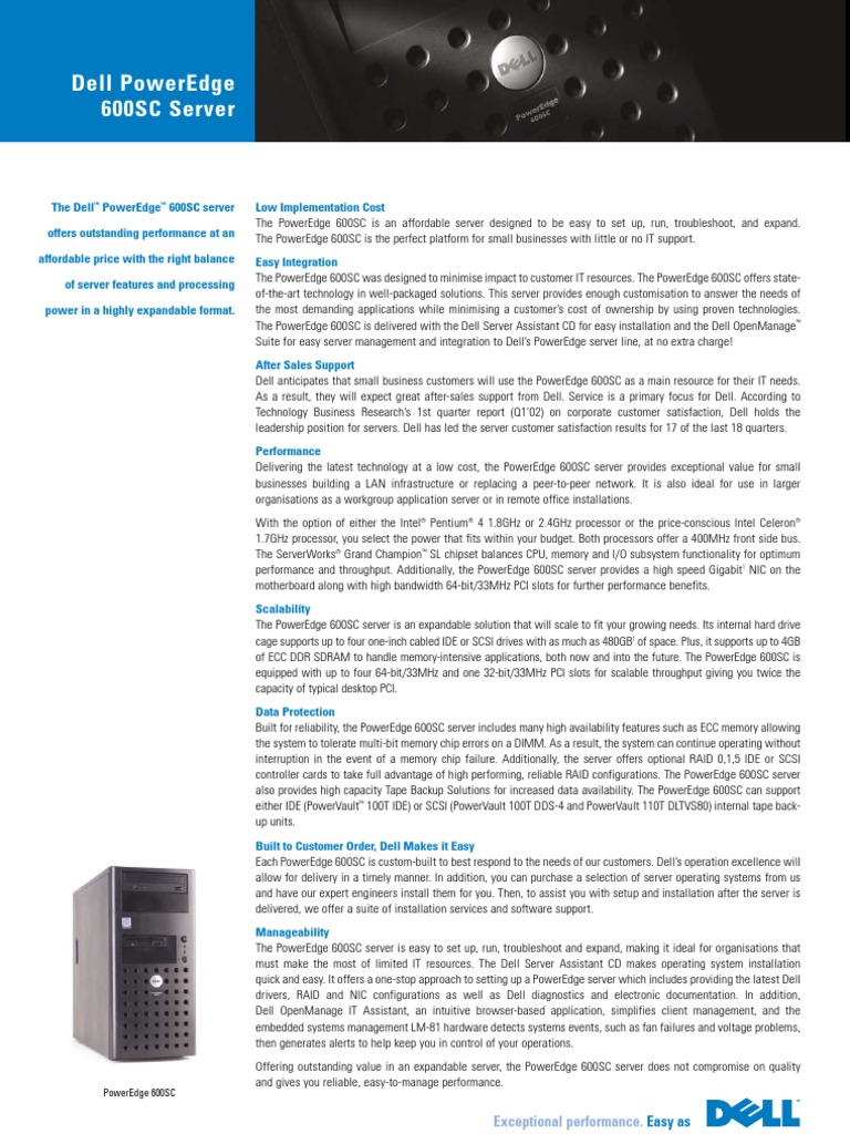Dell Poweredge 600sc | PDF | Dell | Intel