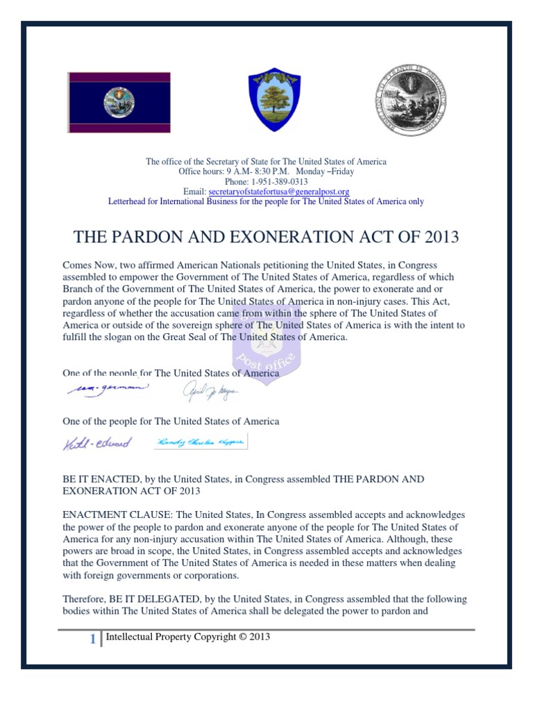 THE PARDON AND EXONERATION ACT OF 2013 | Federal Government Of The ...