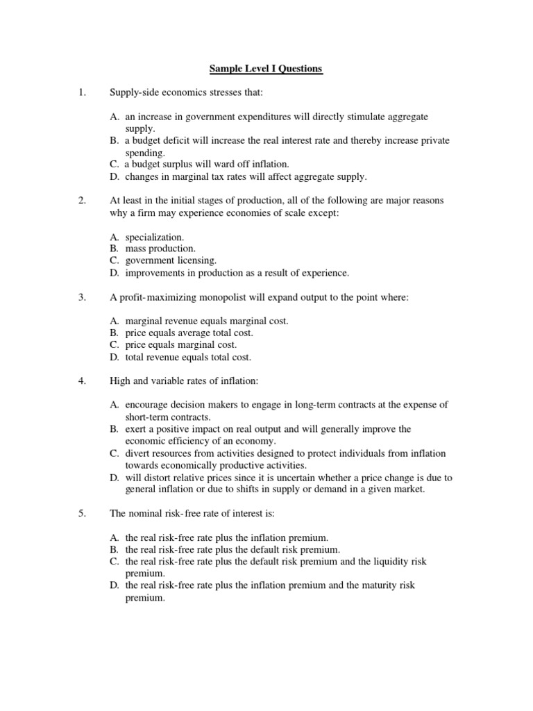 Cfa Level 1 Exam | PDF | Cash Flow Statement | Inflation