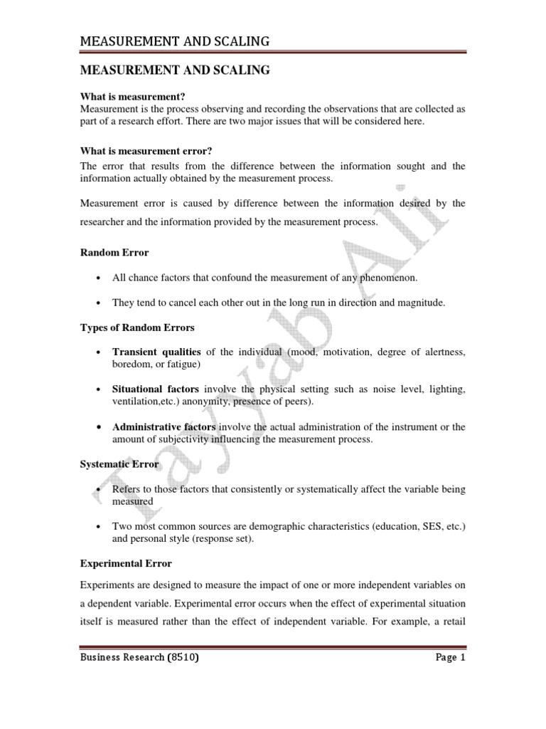Measurement and Scaling | PDF | Validity (Statistics) | Level Of Measurement