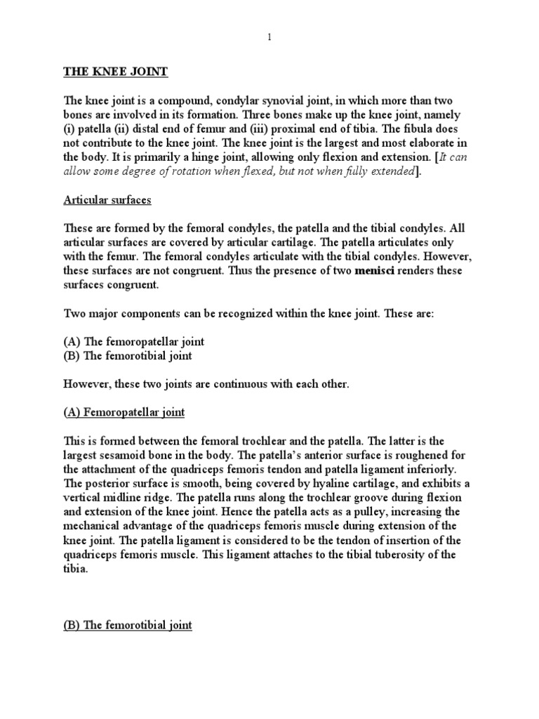 Knee Joint (Anatomy) | PDF | Knee | Joints