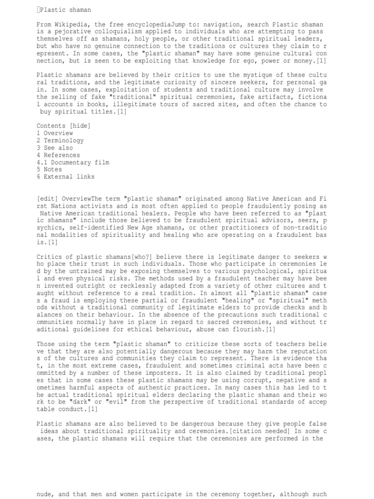 Plastic Shaman | PDF | Shamanism | Religion And Medicine