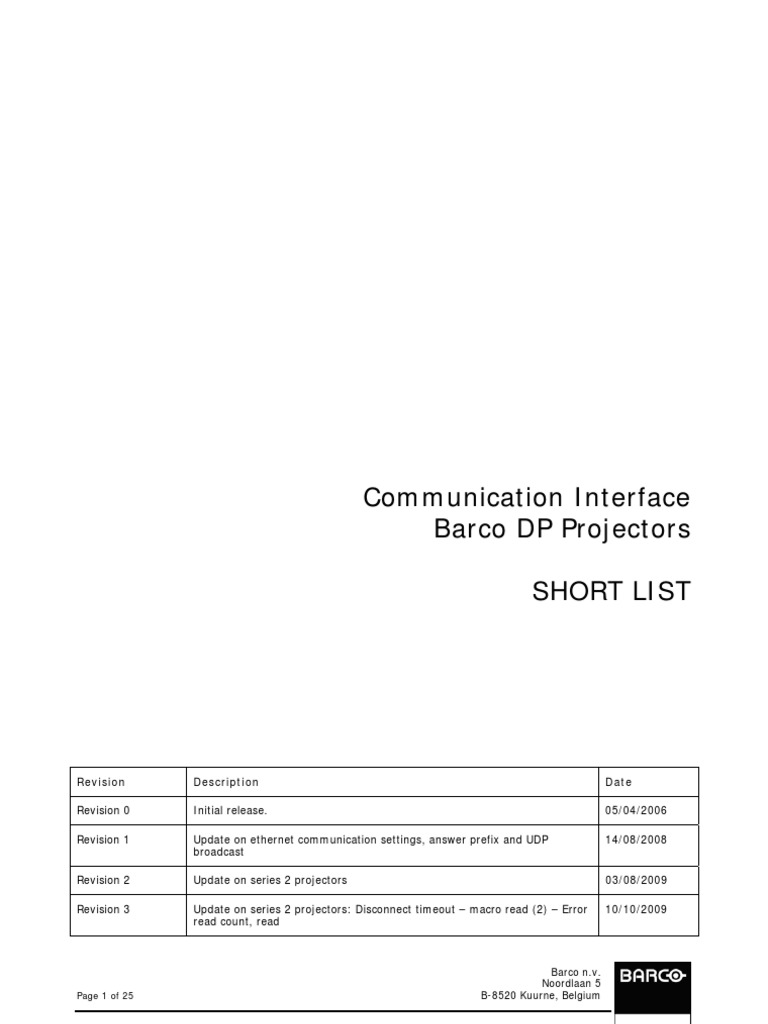BARCO DP20k Protocol | PDF | Port (Computer Networking) | Network Socket
