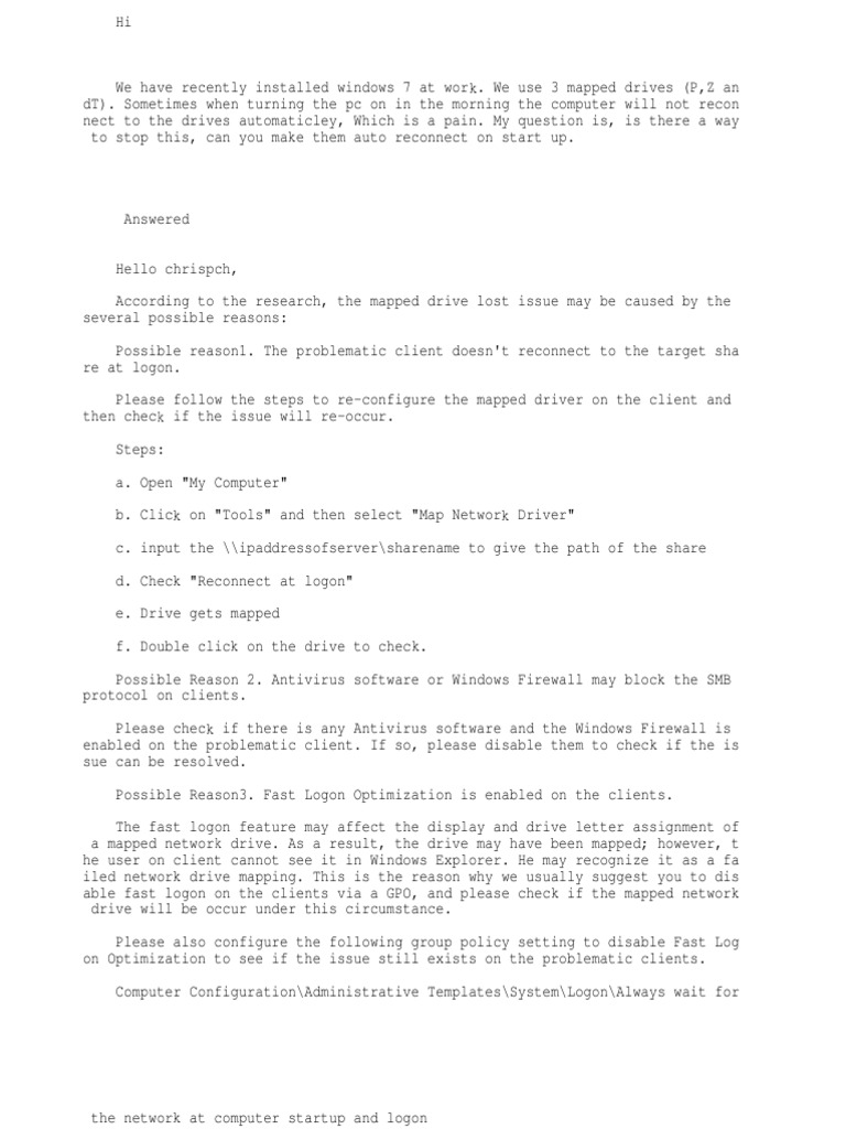 Auto Reconnect Network Drive | PDF | Windows Registry | Group Policy