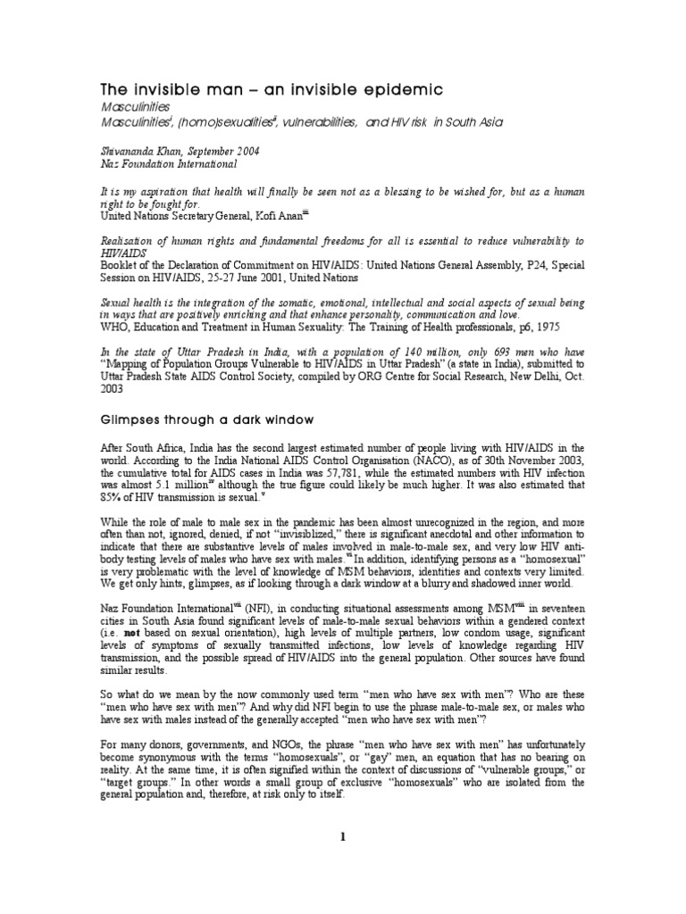 Invisible Man | PDF | Men Who Have Sex With Men | Human Sexual Activity