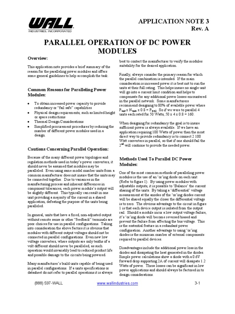 Guidelines for Paralleling DC Power Modules | PDF | Diode | Series And ...