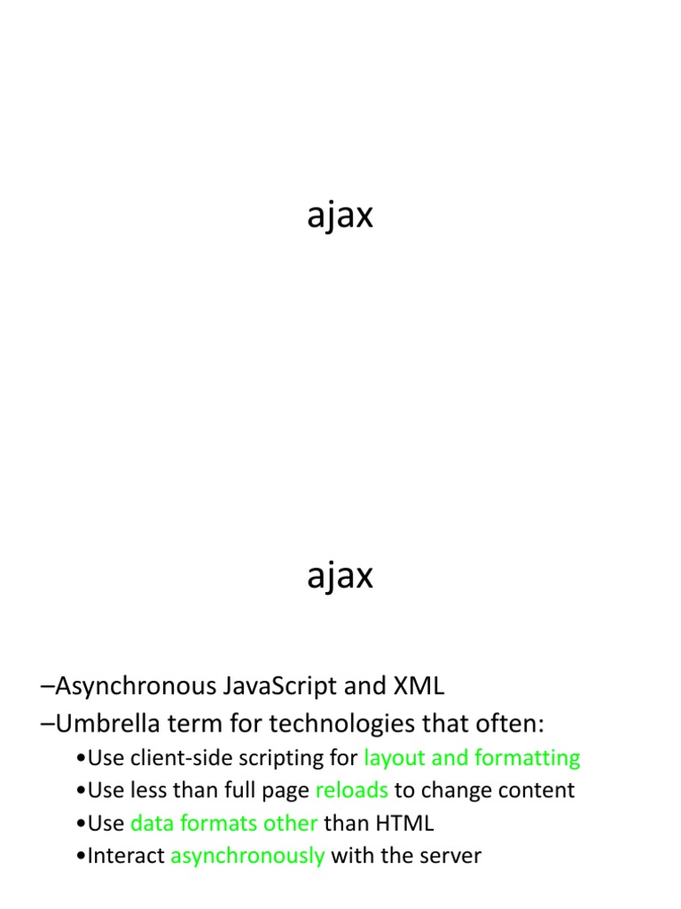 Ajax Intro Ajax Programming Document Object Model