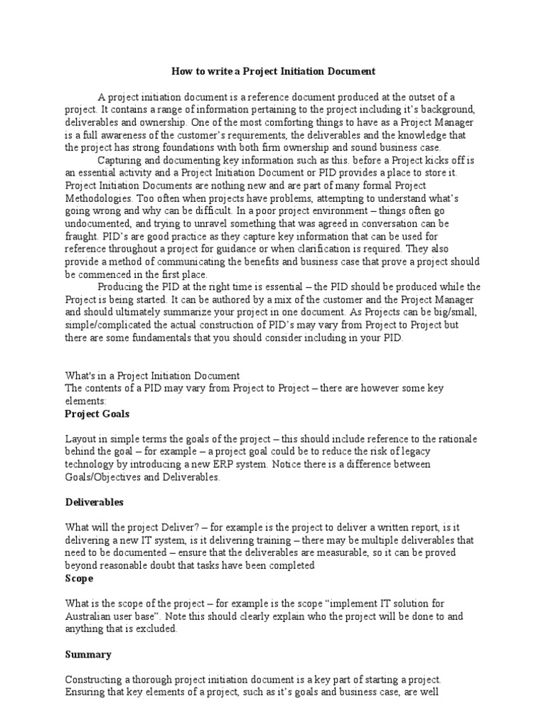 Crafting a Project Initiation Document | PDF | Software Testing | Business