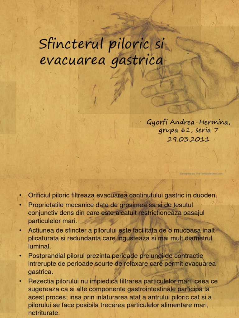 Sfincterul Piloric Si Evacuarea Gastrica | PDF