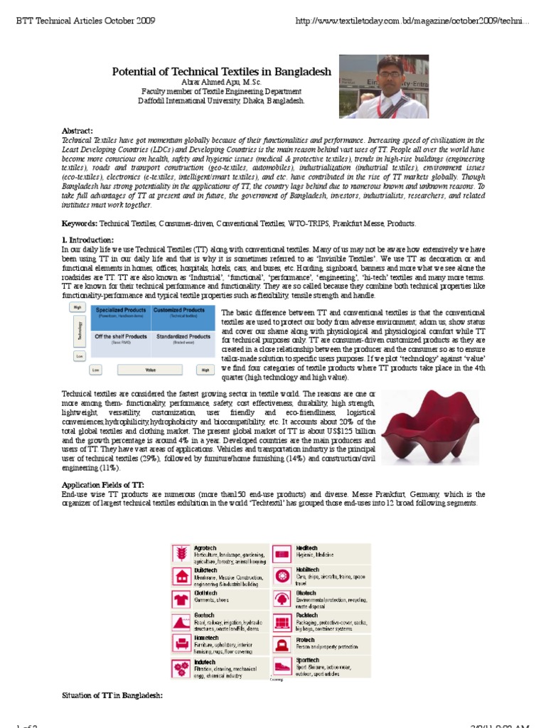 Technical Textiles | PDF | Protectionism | Bangladesh