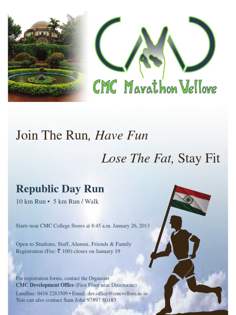 CMC Marathon Republic Day Run 2013 Poster | PDF | Lifestyle