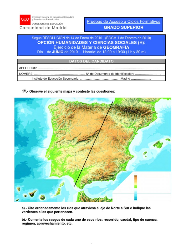 Examen Geografia Grado Superior Madrid 2010 | PDF | Educación ...