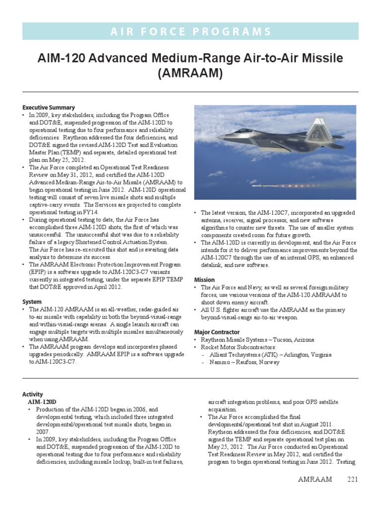 AIM-120D AMRAAM Development Overview | PDF | Aerospace Engineering ...