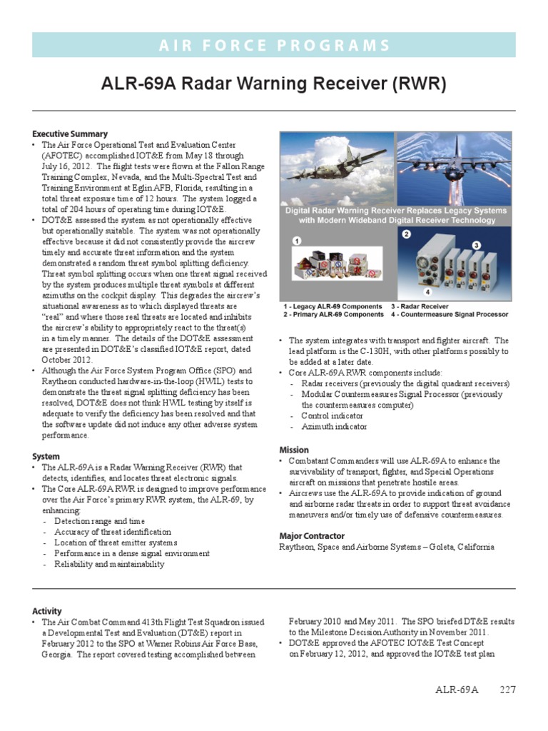 ALR-69A Radar Warning Receiver (RWR) | PDF | Aviation