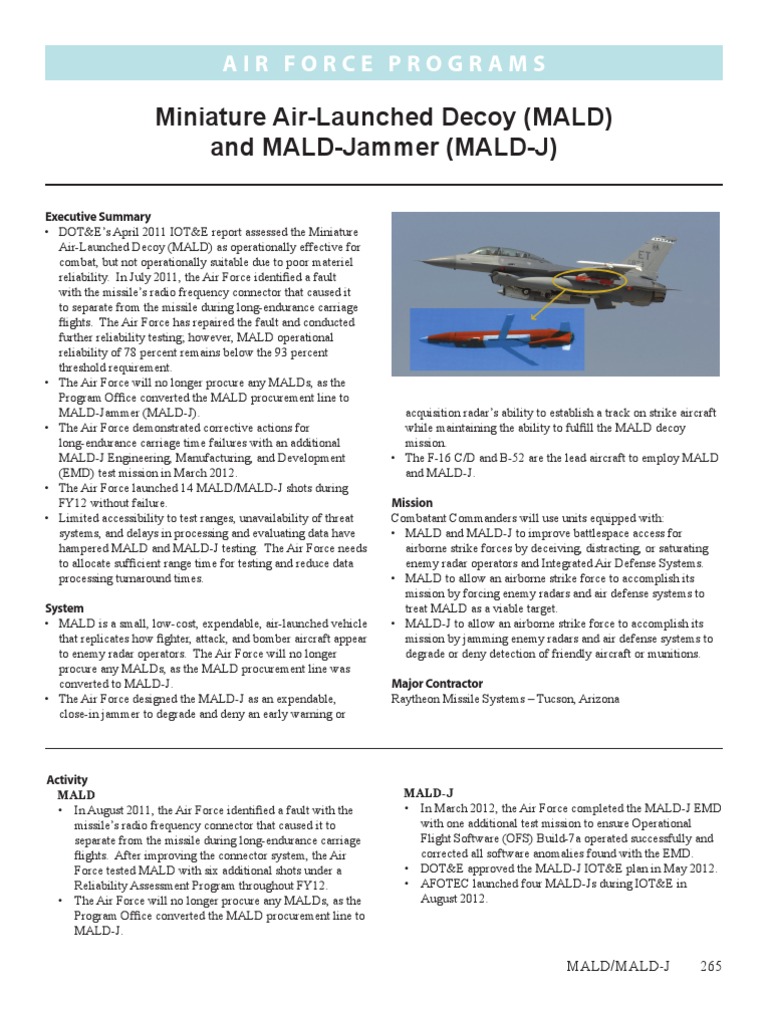 MALD/MALD-J Decoy System Overview | PDF | Radar | Reliability Engineering