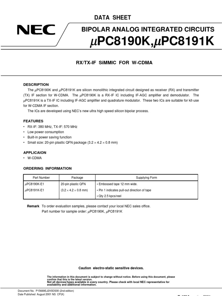 Datasheet NEC | Amplifier | Electrical Impedance | Free 30-day Trial ...