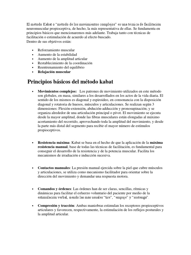 Metodo Kabat | PDF | Contracción muscular | Articulación