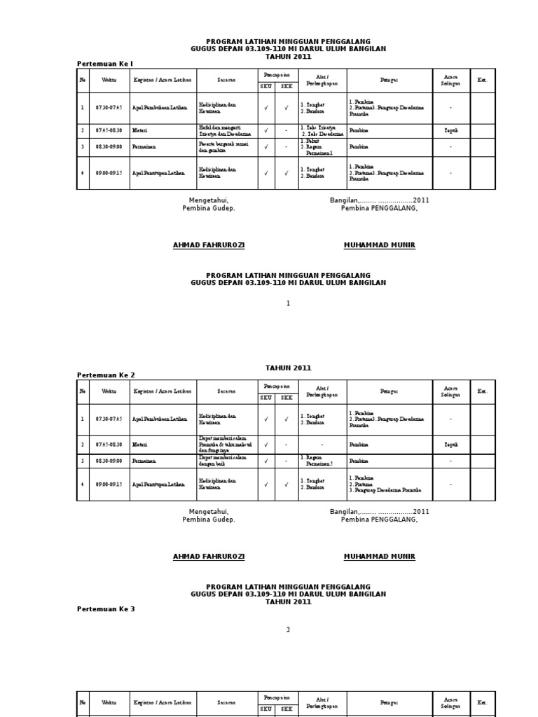 Program Latihan Mingguan | PDF | Karier & Perkembangan | Kajian Bahasa ...