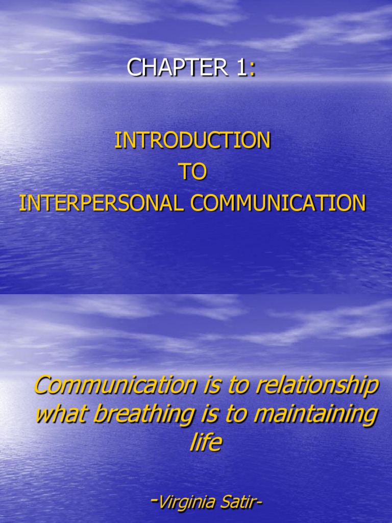 Introduction To Interpersonal Communication | Download Free PDF ...