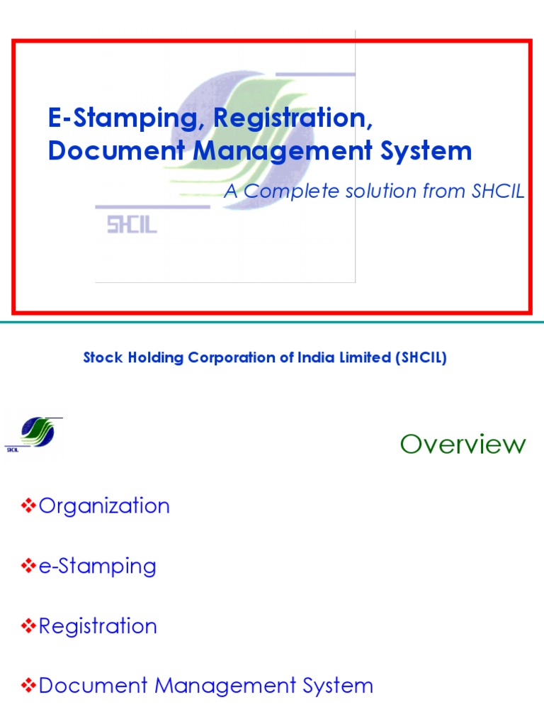SHCIL E-Stamping Solutions Overview | PDF | Reserve Bank Of India ...