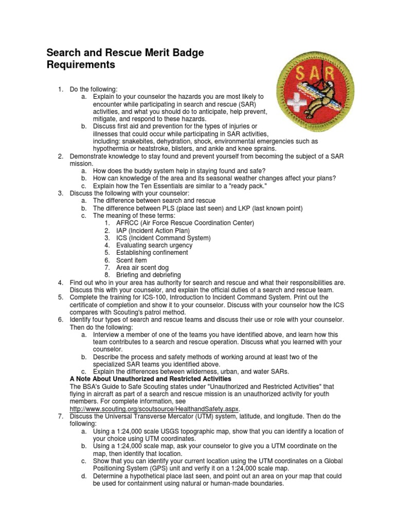 Search & Rescue Merit Badge Guide | PDF | Incident Command System ...
