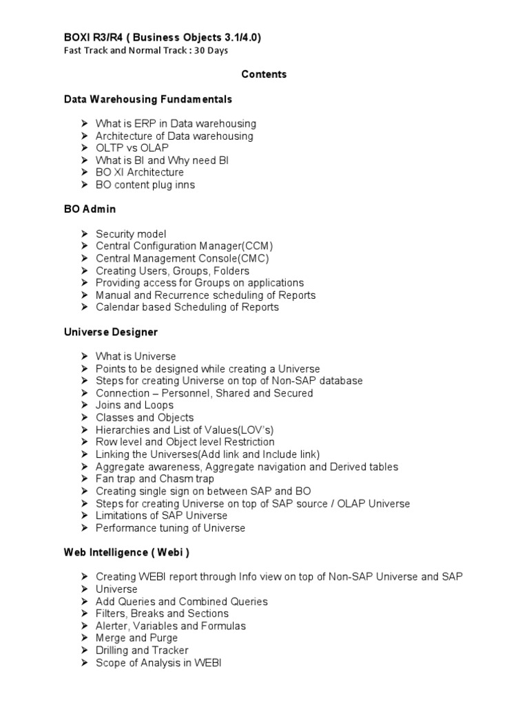 BOXI R3/R4 (Business Objects 3.1/4.0) | Download Free PDF | Data ...
