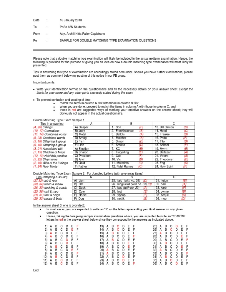 Double Matching Exam Guide | PDF