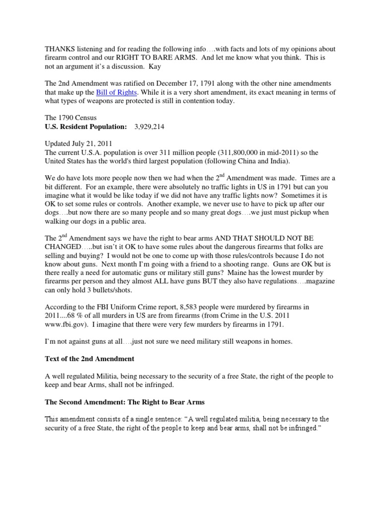 2nd Amendment and My Thoughts On Gun Control..... | PDF | Second ...