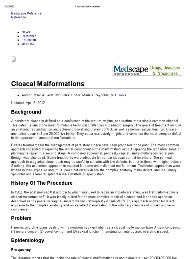 Cloacal Malformations | PDF | Vagina | Urology