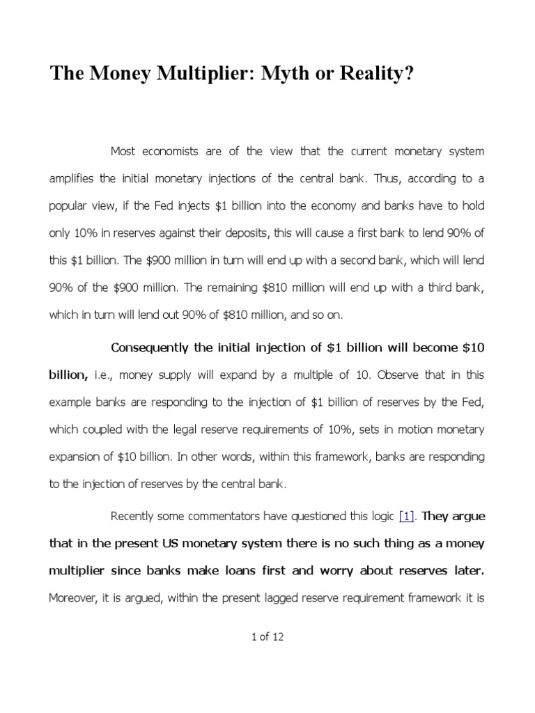 2-13-12 - THEORY of MONEY - The Money Multiplier - Myth or Reality ...