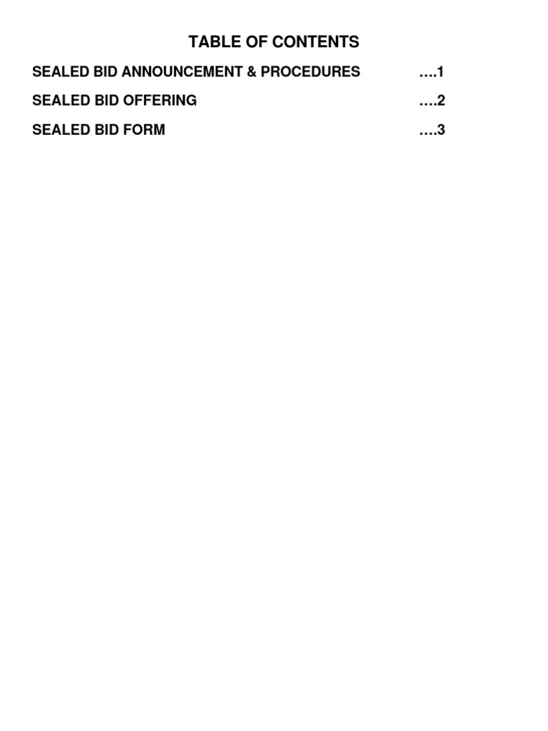 Sealed Bid Announcement & Procedures .1 Sealed BID Offering .2 Sealed ...
