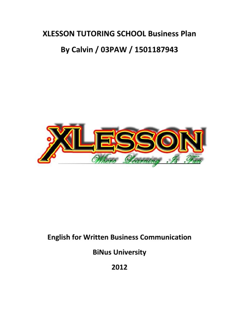 XLesson Tutoring Business Plan | PDF | Tutor | Schools