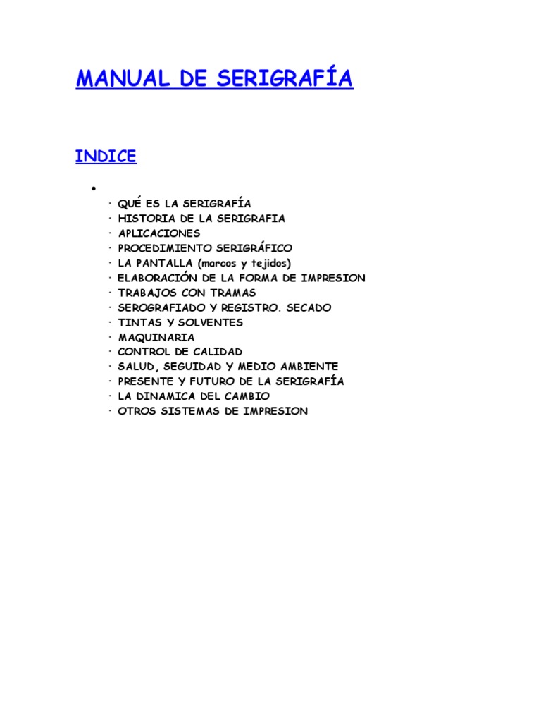 Manual de Serigrafia | PDF | Aluminio | Pinturas