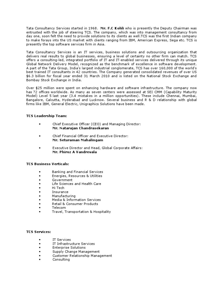 About Tcs | PDF | Business | Computing