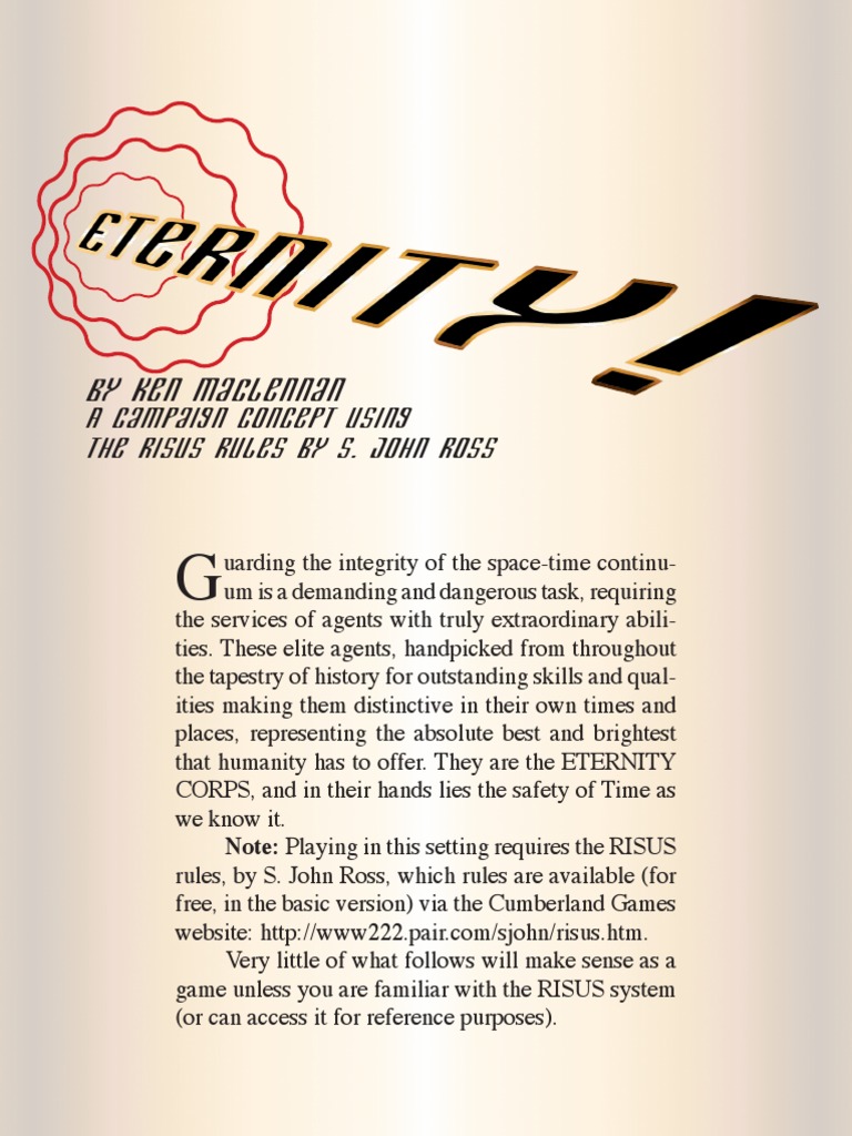 Eternity! - Risus RPG | PDF | Spacetime