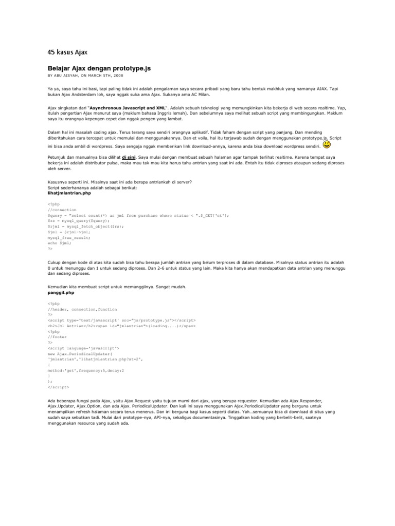 Contoh Kasus Ajax | PDF | Metode & Bahan Ajar