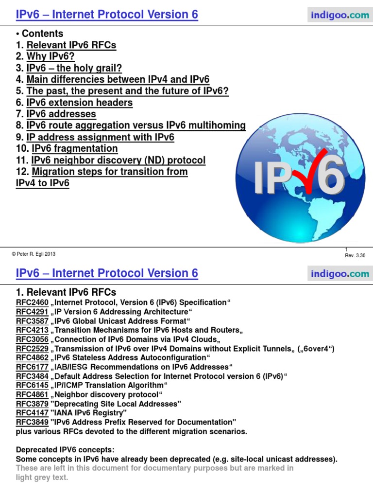 Ipv6 - Internet Protocol Version 6: - Contents | PDF | I Pv6 | Ip Address