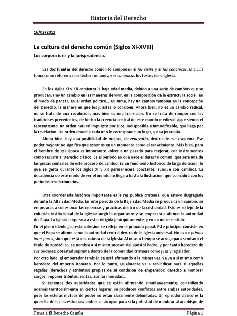 El Derecho Común | PDF | Ley romana | Edades medias